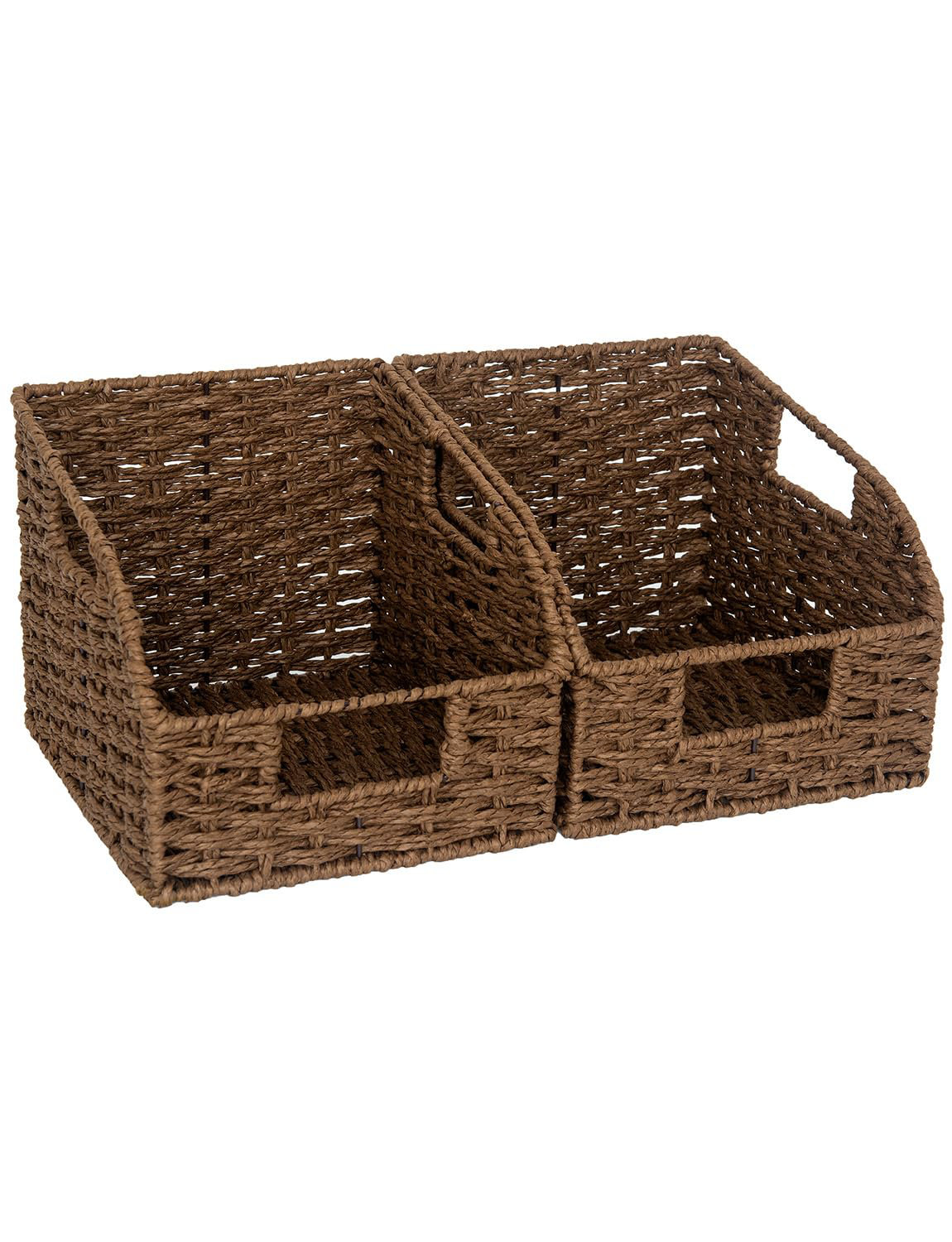 Bayou Breeze Round Natural Paper Rope Baskets For Pantry Storage, 2 ...
