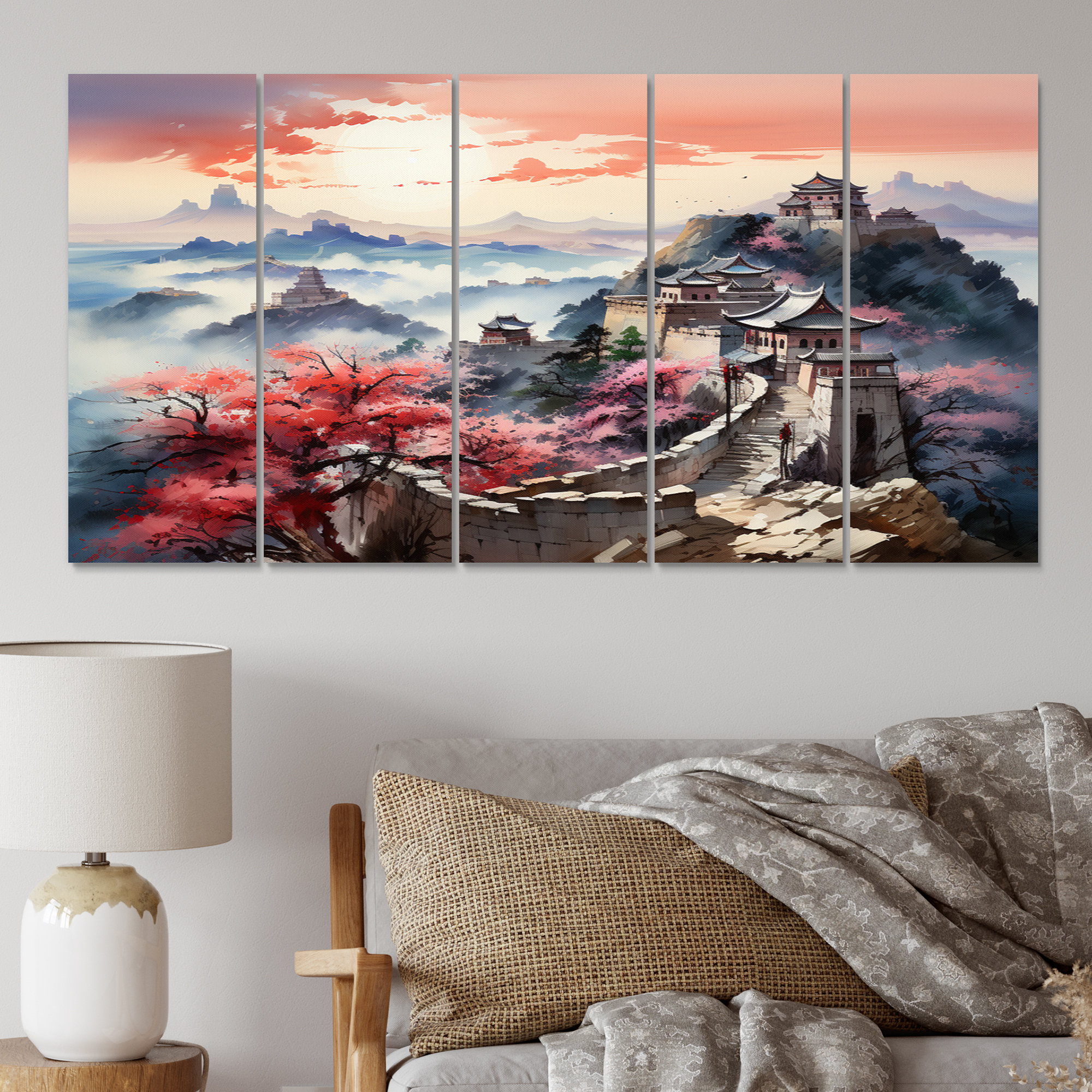Wildon Home® Asian Scenery I - Chinese Canvas Art Print - 5 Equal ...