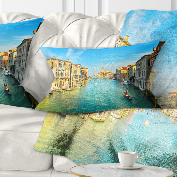 Design Art Cityscape Vibrant Evening Venice Italy Lumbar Pillow | Wayfair