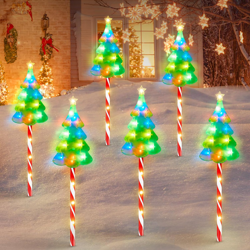 The Holiday Aisle® Solar Powered Christmas Tree Candy Cane Stake ...