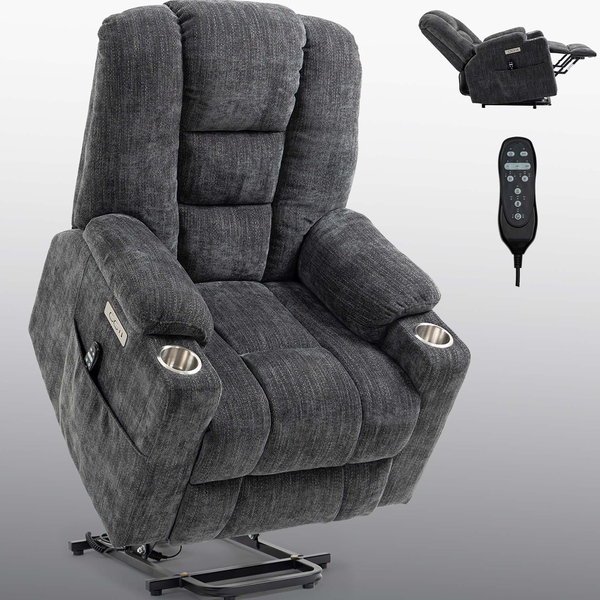 Latitude Run® Large Power Lift Recliner Chair with Massage and Heat for ...