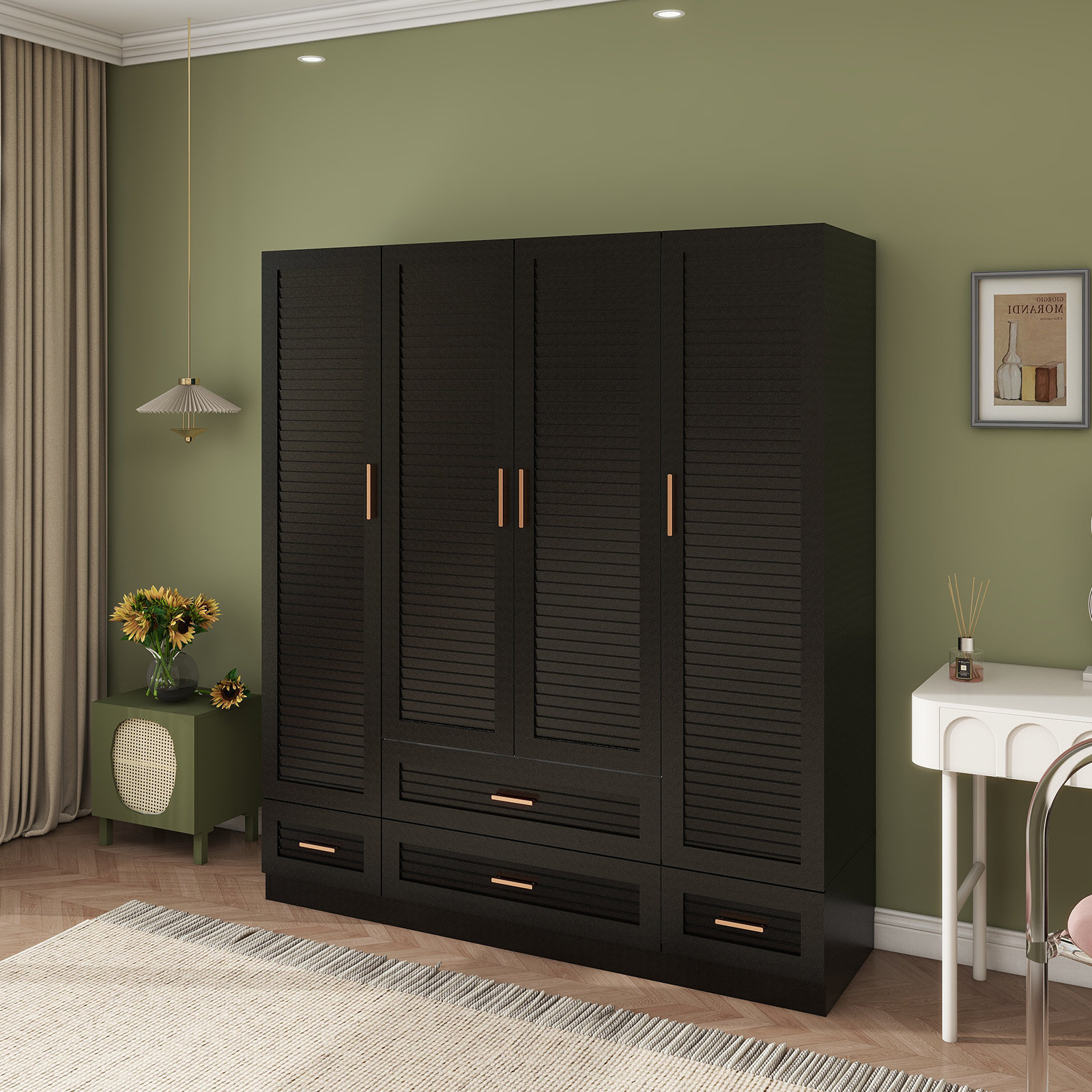 Dongguan Haomiao E-commerce Co Ltd 4-Door Armoire Wardrobe Closet With ...