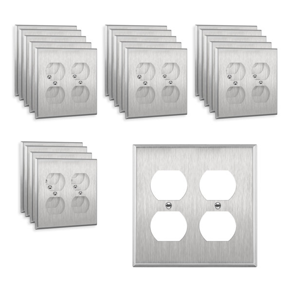 Enerlites 2 - Gang Duplex Outlet Standard Metal Wall Plate | Wayfair