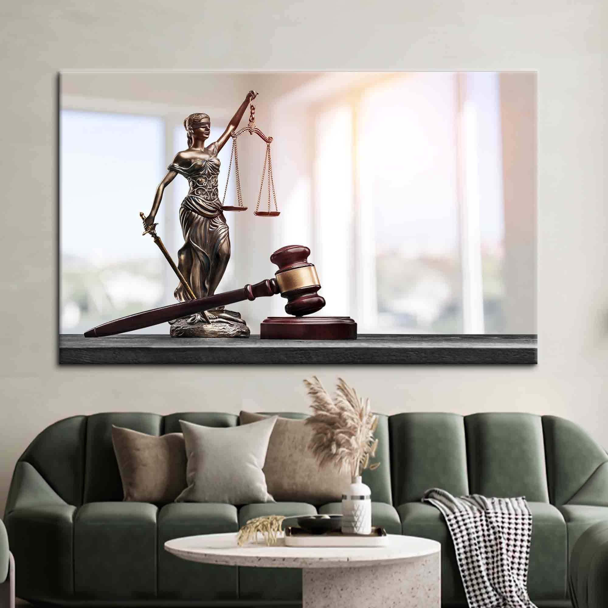 kayra export Lady Themis and Scales Printed on Abstract Modern Canvas ...