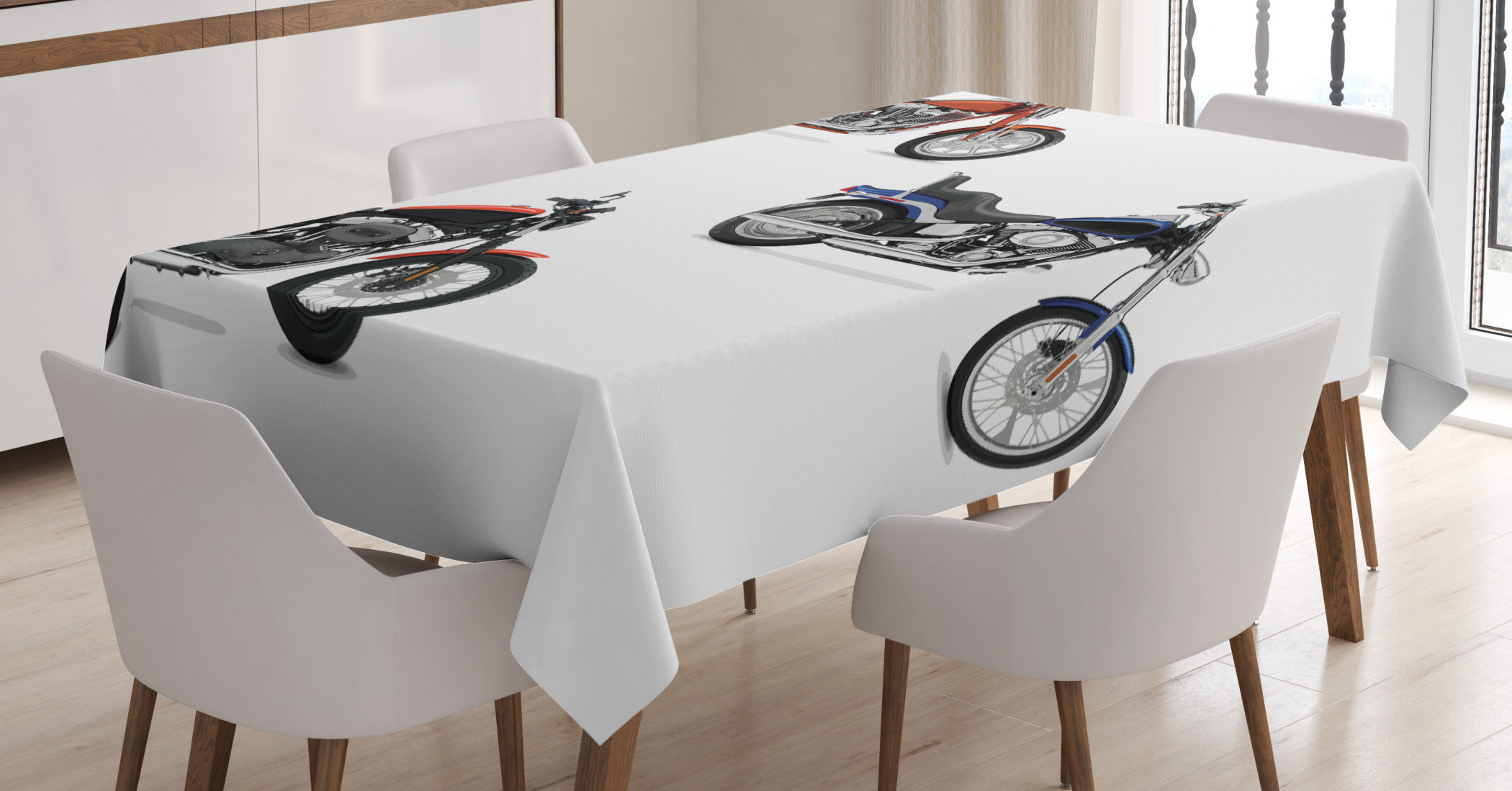 East Urban Home Ambesonne Motorcycle Tablecloth, Illustration Of 3 ...