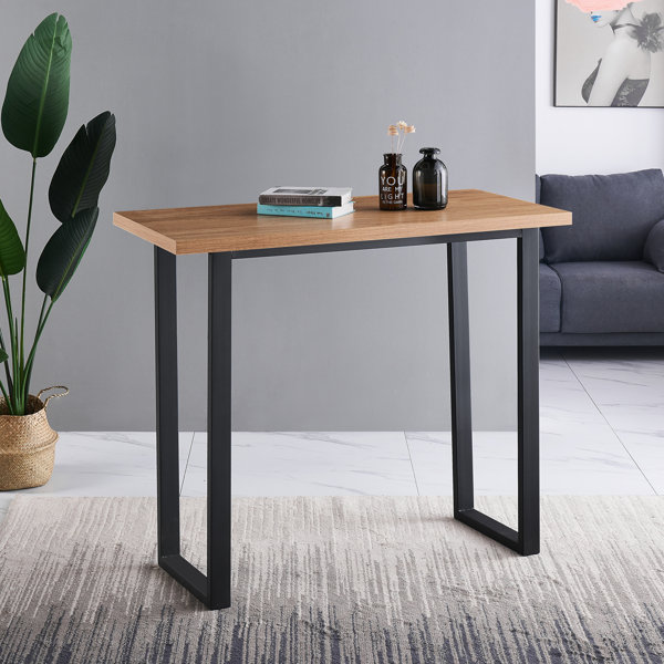 17 Stories Onzell Modern 120CM Dining Table Rectangular Steel Trestle ...