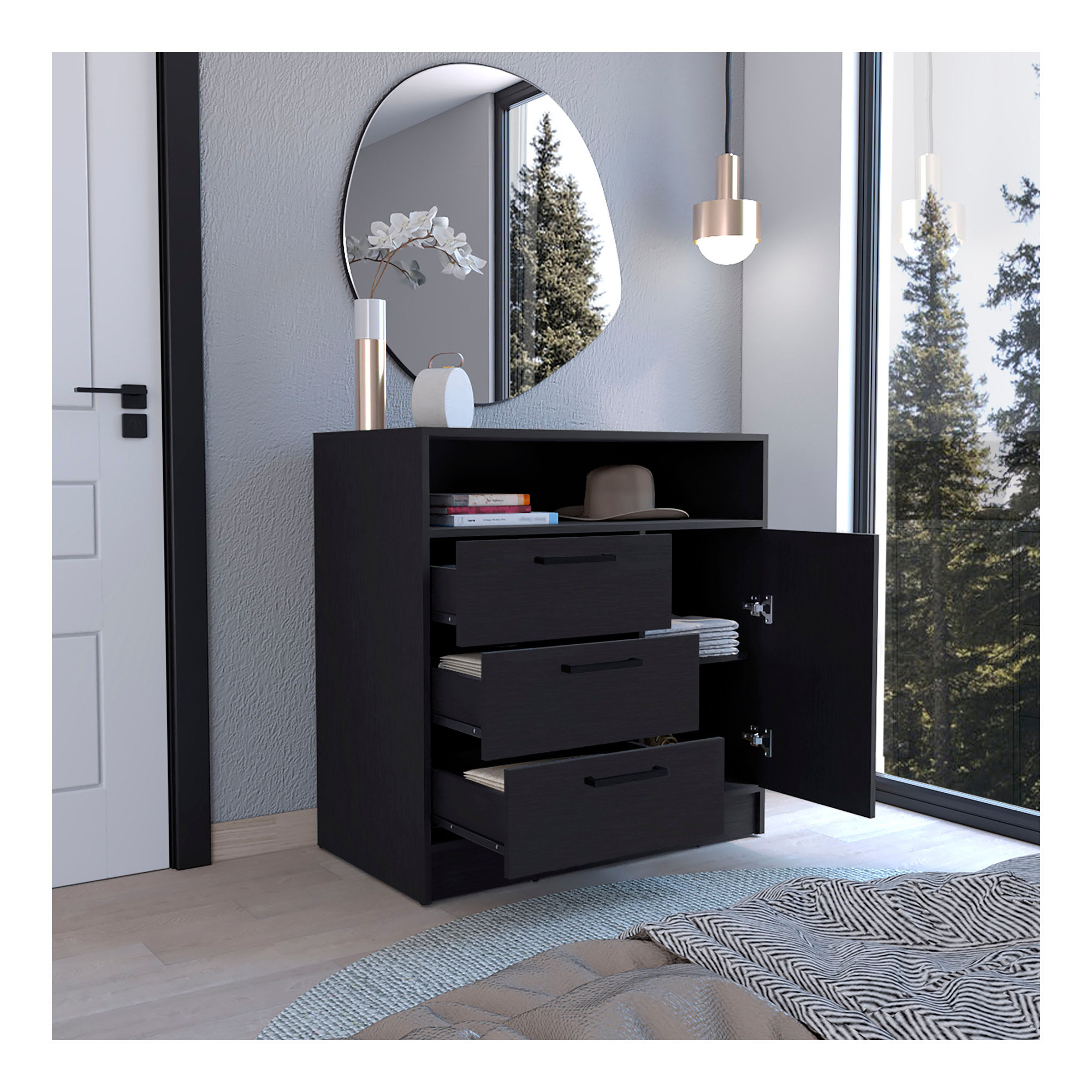 Latitude Run® Omaha Dresser Multi-Storage Compact Unit with Spacious 3 ...