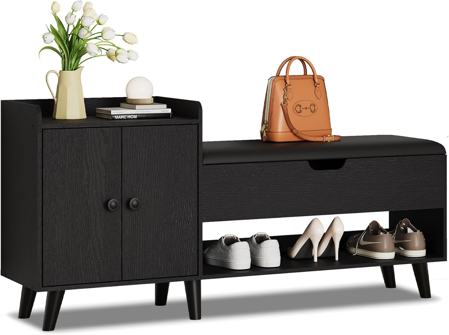 Loon Peak 50" Entryway Shoe Bench with Hidden Storage,Shoe Organizer ...