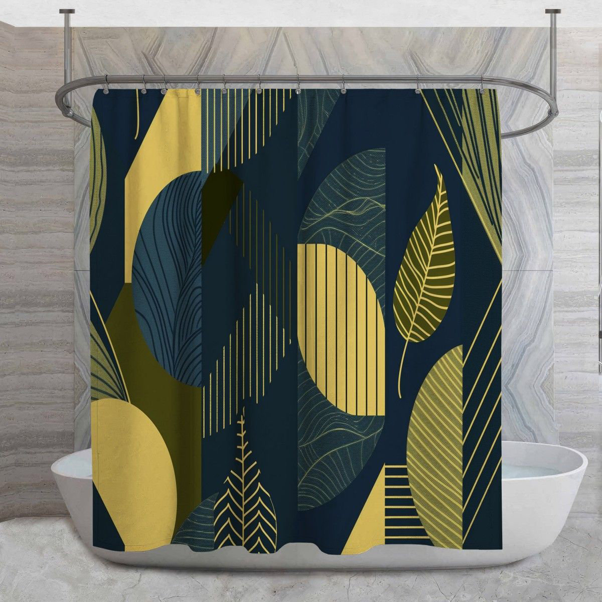 East Urban Home Geometric Foliage Shower Curtain - Cool Pattern ...