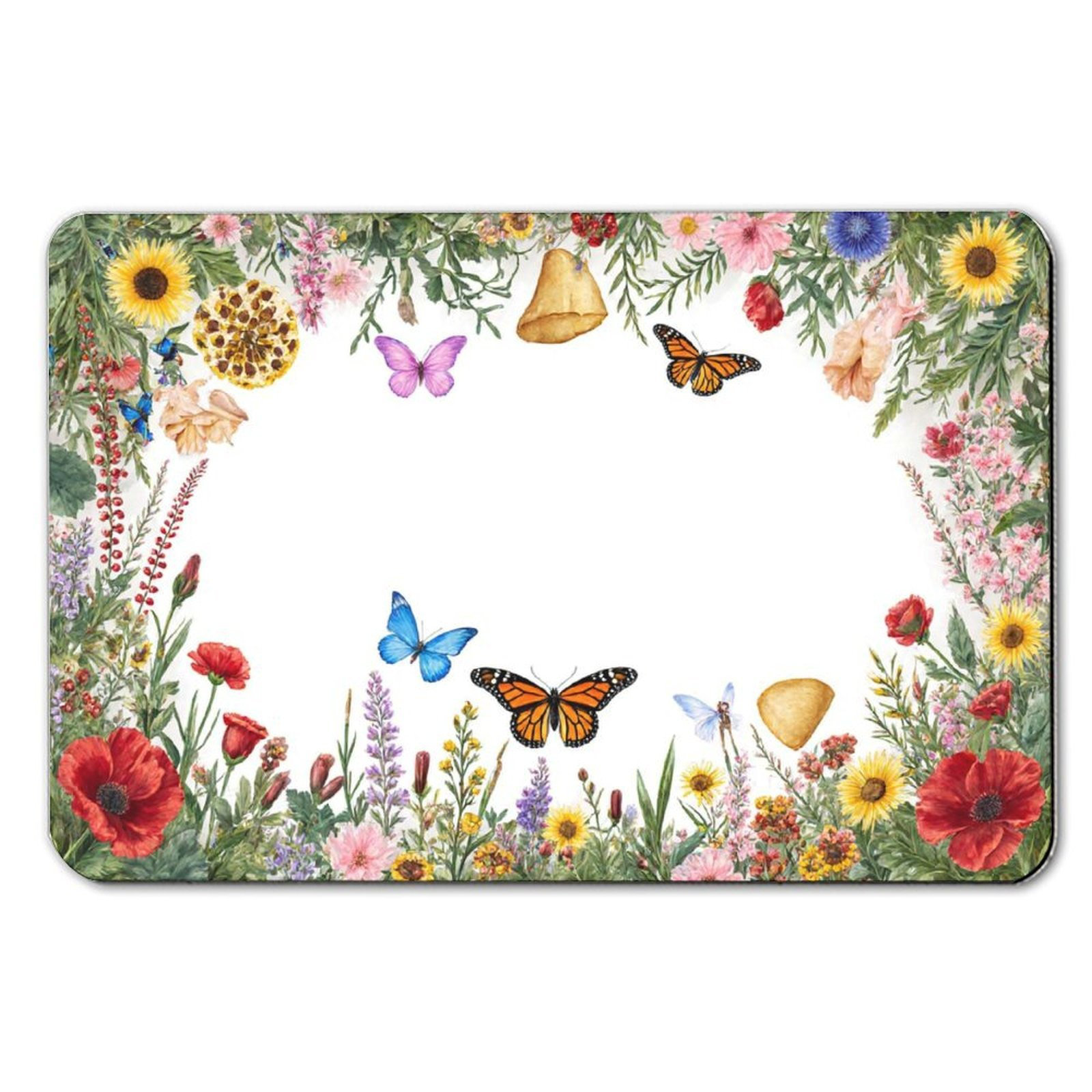 August Grove® Natural Flower Butterfly Decor Bath Mat, 36 X 24 Inch ...