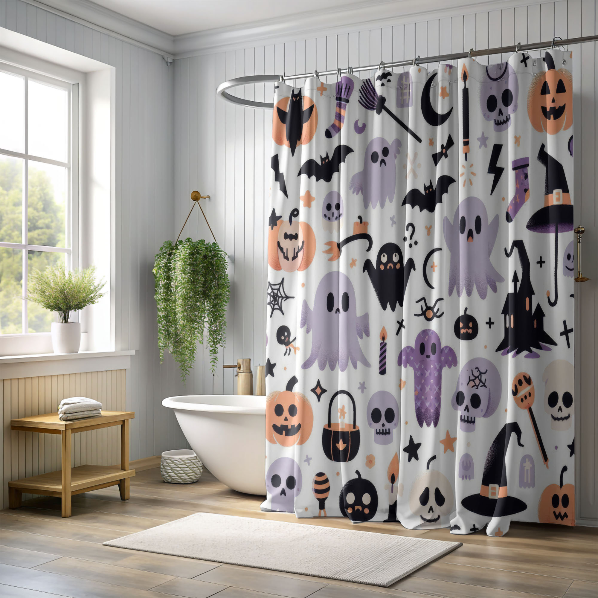 The Holiday Aisle® Chilling Halloween Shadows - 1 Piece Standard Shower ...