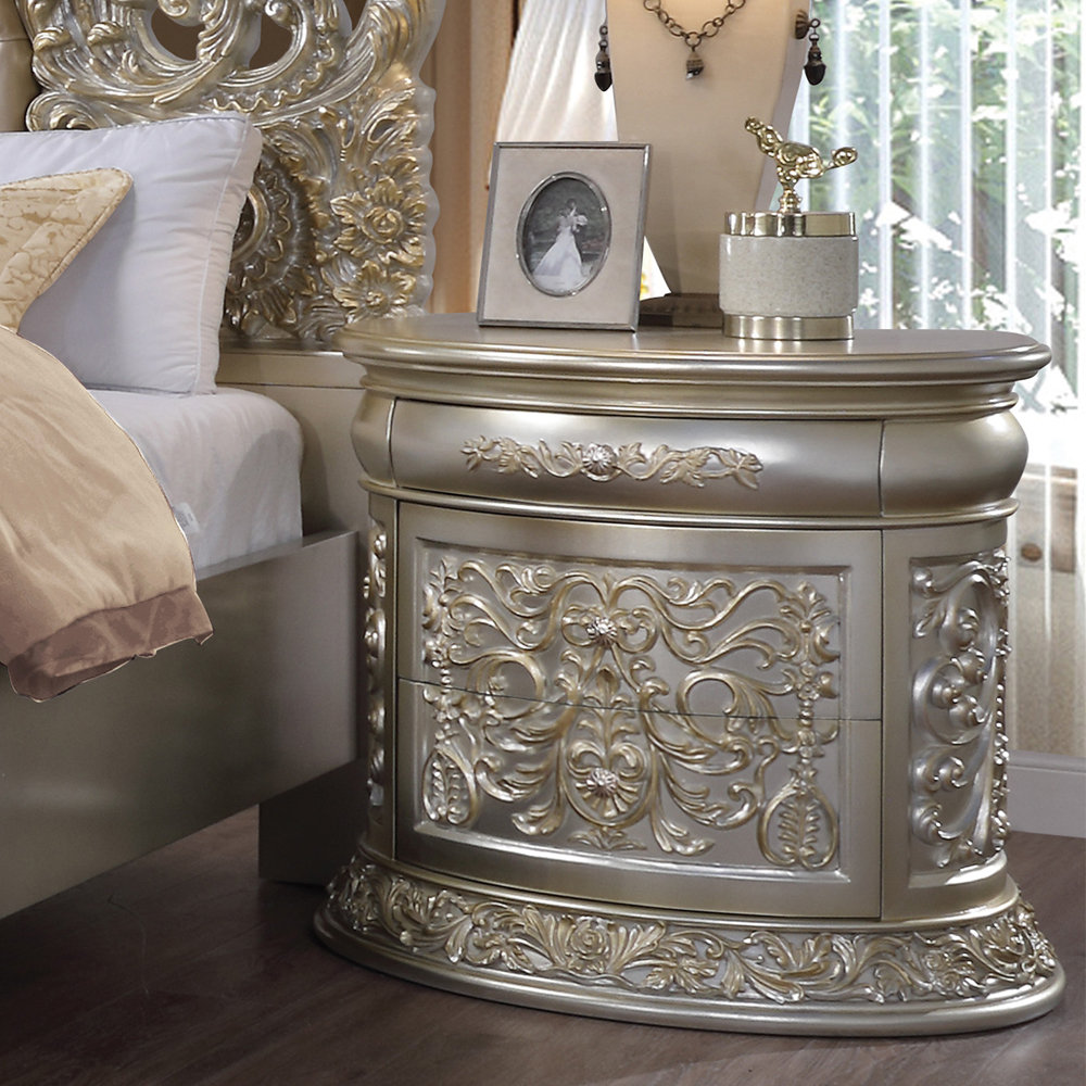 House of Hampton Denessa 3-Drawer Nightstand in Antique Gold - Wayfair ...