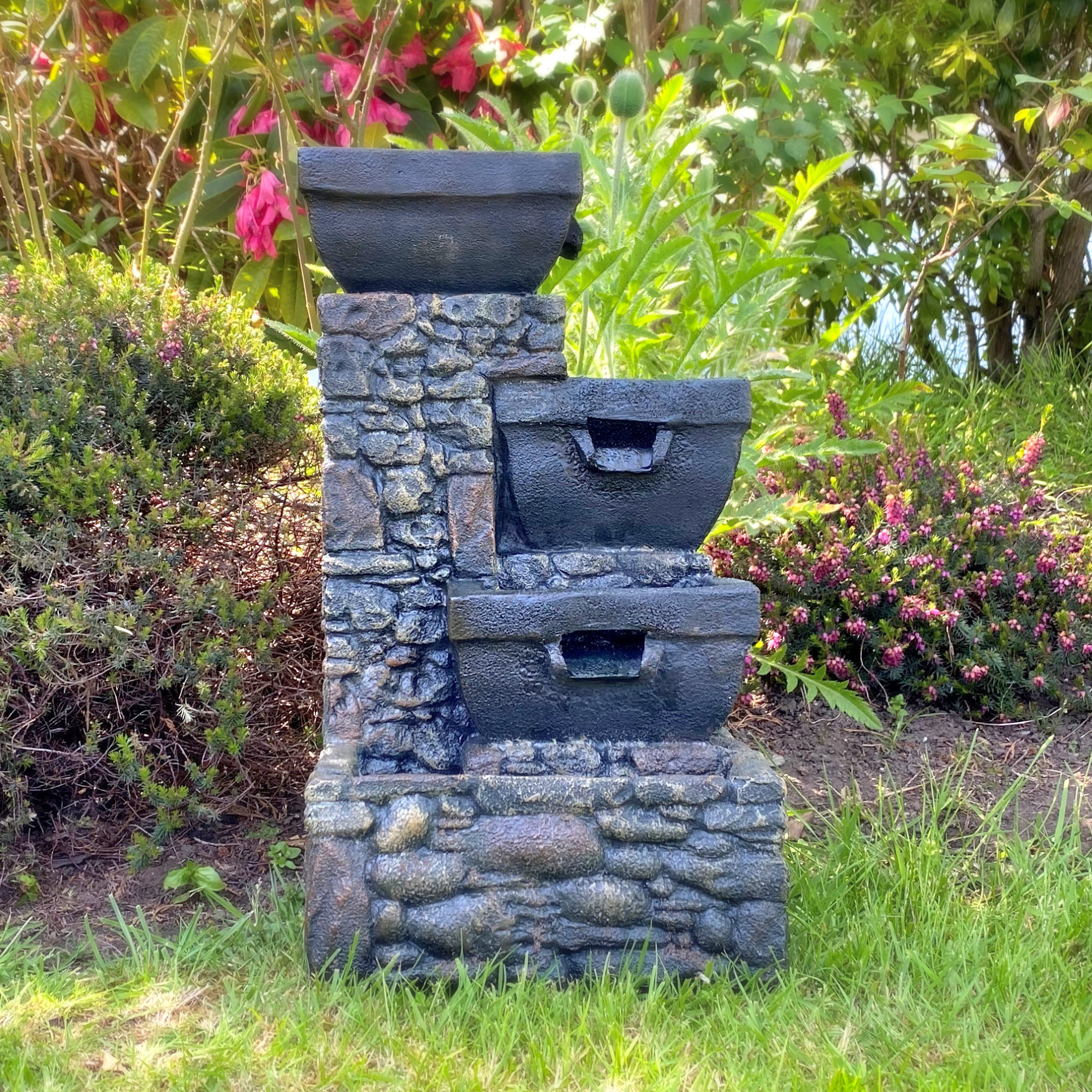 Williston Forge Labyrinth Stone Tiered Indoor Outdoor Fountain ...