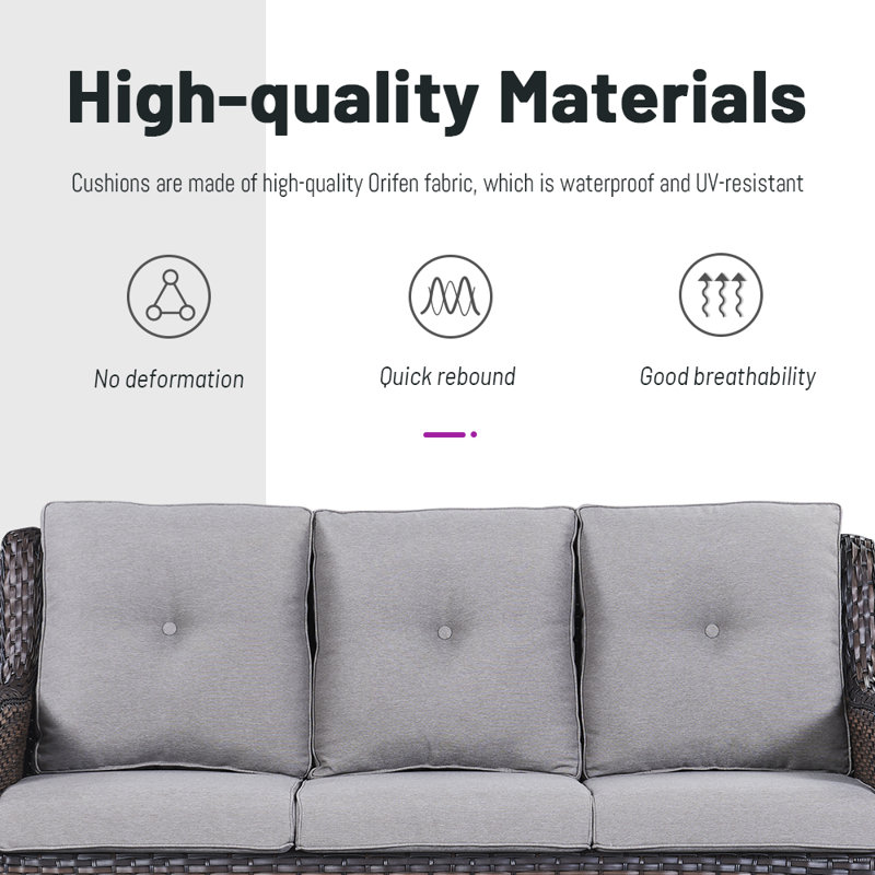 Wildon Home® Bonia Wicker Rattan 5 Piece Complete Patio Set with ...