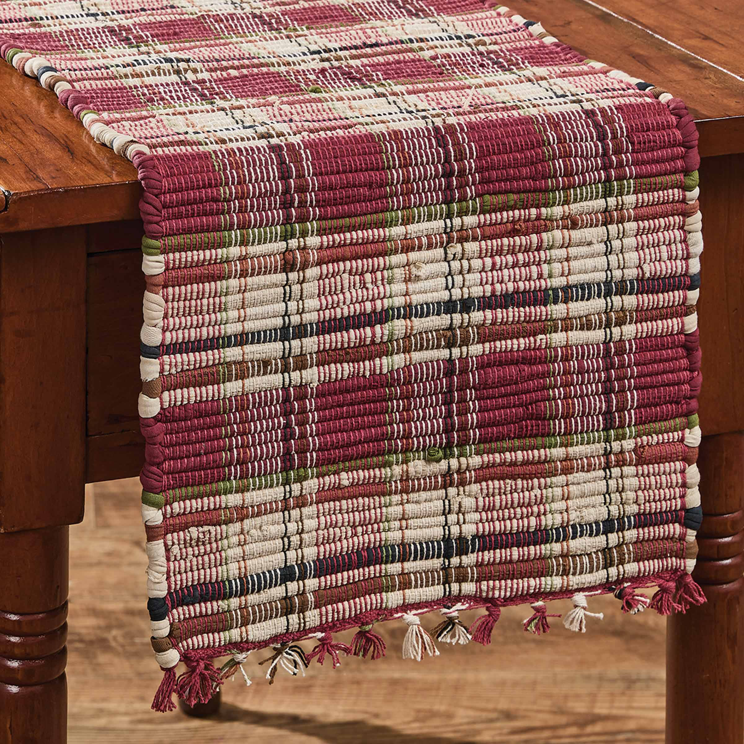 August Grove® Culpepper Chindi Red Striped Table Runner 13" | Wayfair