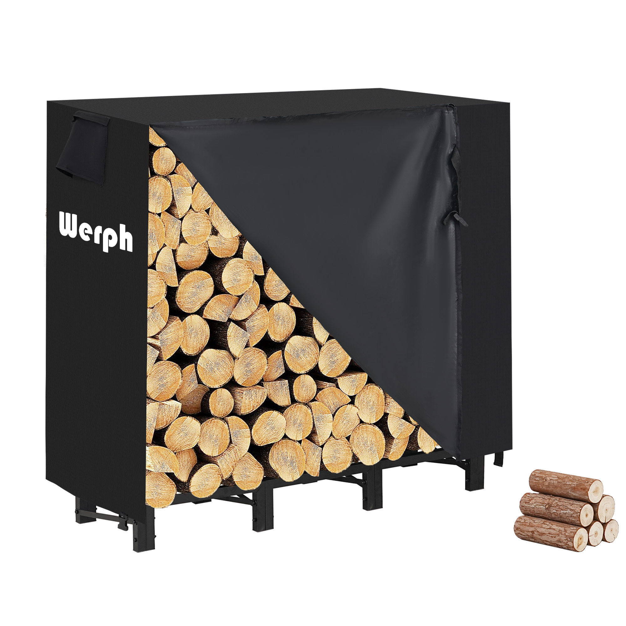 werph 4FT Firewood Rack Outdoor,Heavy Duty Firewood Storage Rack ...