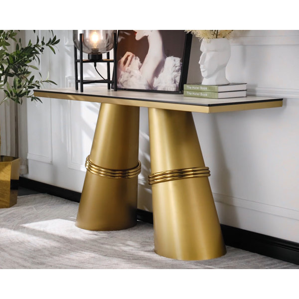 Everly Quinn Entryway Table, 60" Gold Sofa Console Table With Gorgeous ...