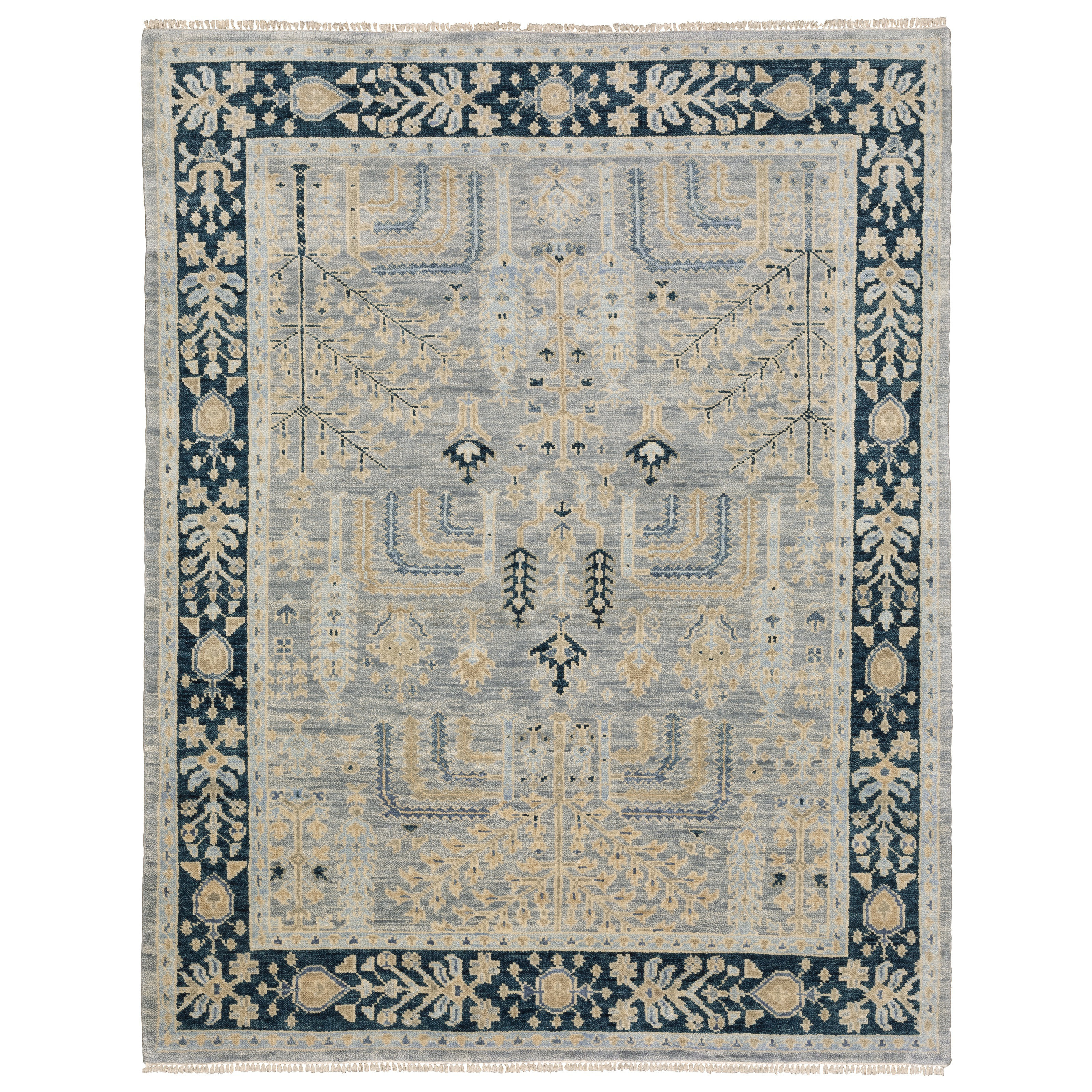 Bungalow Rose Gowen Traditional Oriental Grey/ Blue Hand-made Wool Area ...