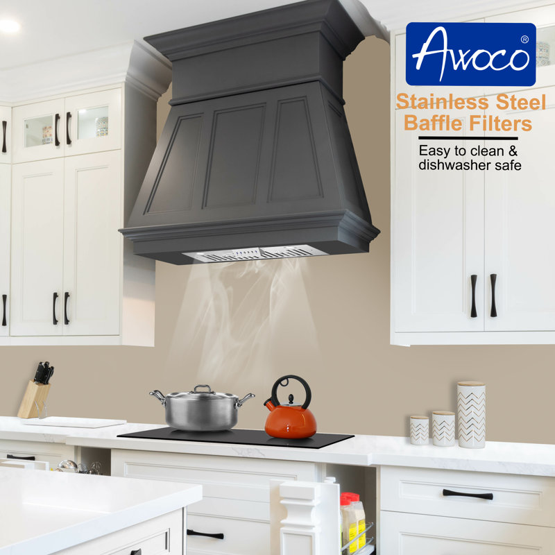 Awoco 30" 800 Cubic Feet Per Minute Ducted (Vented) Insert Range Hood ...