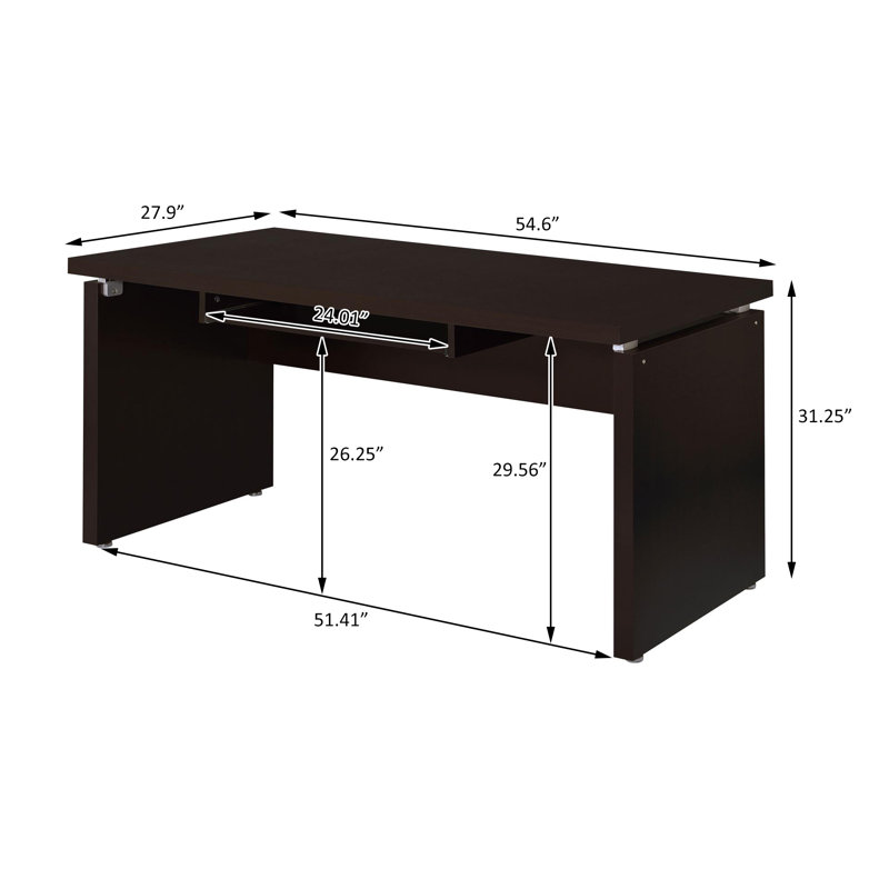 Ebern Designs Tymesia 54.6'' W Rectangle Computer Desk in Cappuccino ...