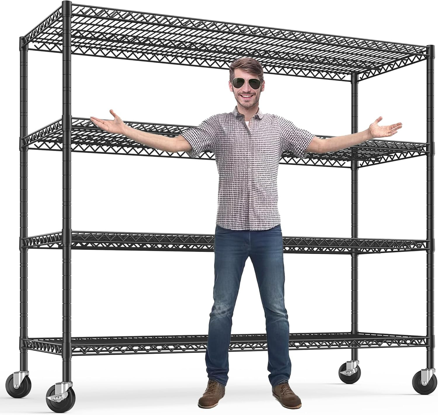 WFX Utility™ Storage Shelves 75.6" H Wire Shelving Unit with Wheels ...