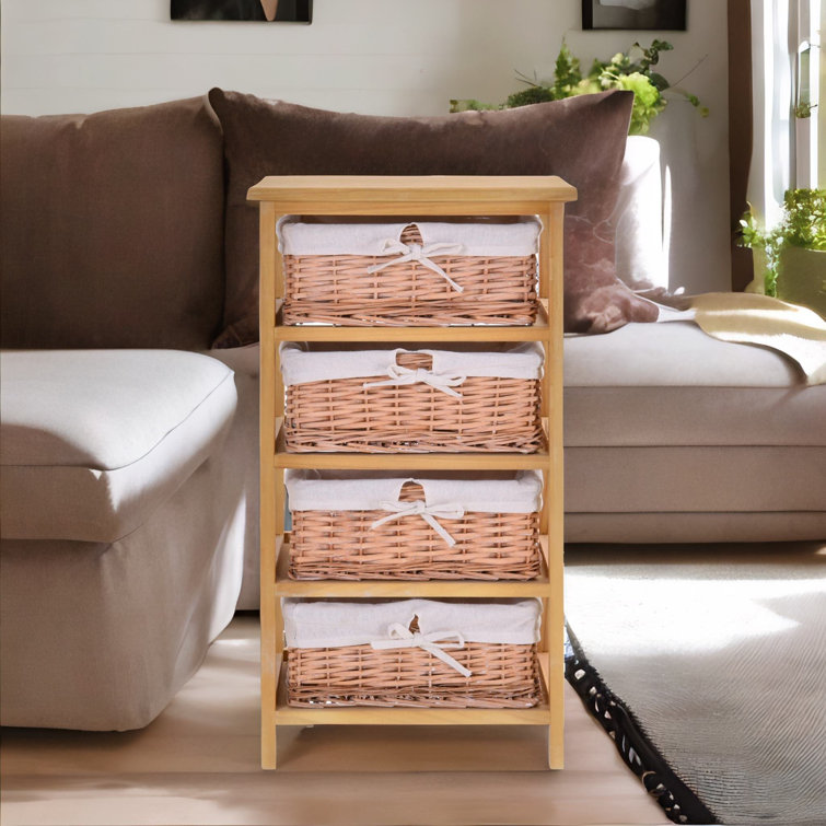 Borough Wharf Puau 4 Chest of Drawer Bamboo With Wicker Baskets Bedroom ...