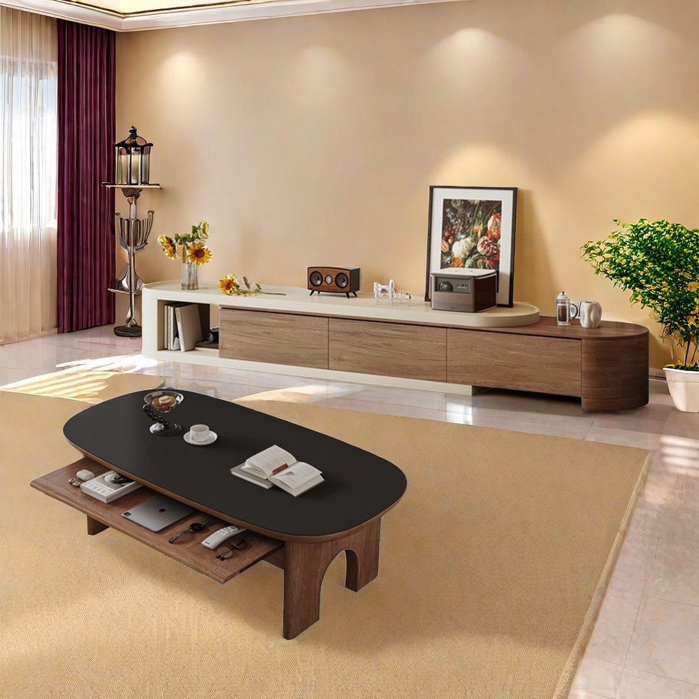 LIZIYE TV stand coffee table rounded corners | Wayfair