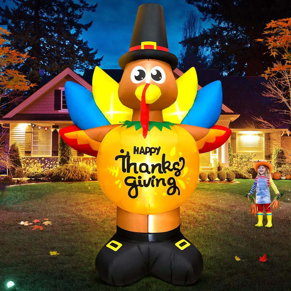 The Holiday Aisle® 8FT Thanksgiving Inflatable Standing Turkey Pumpkin ...