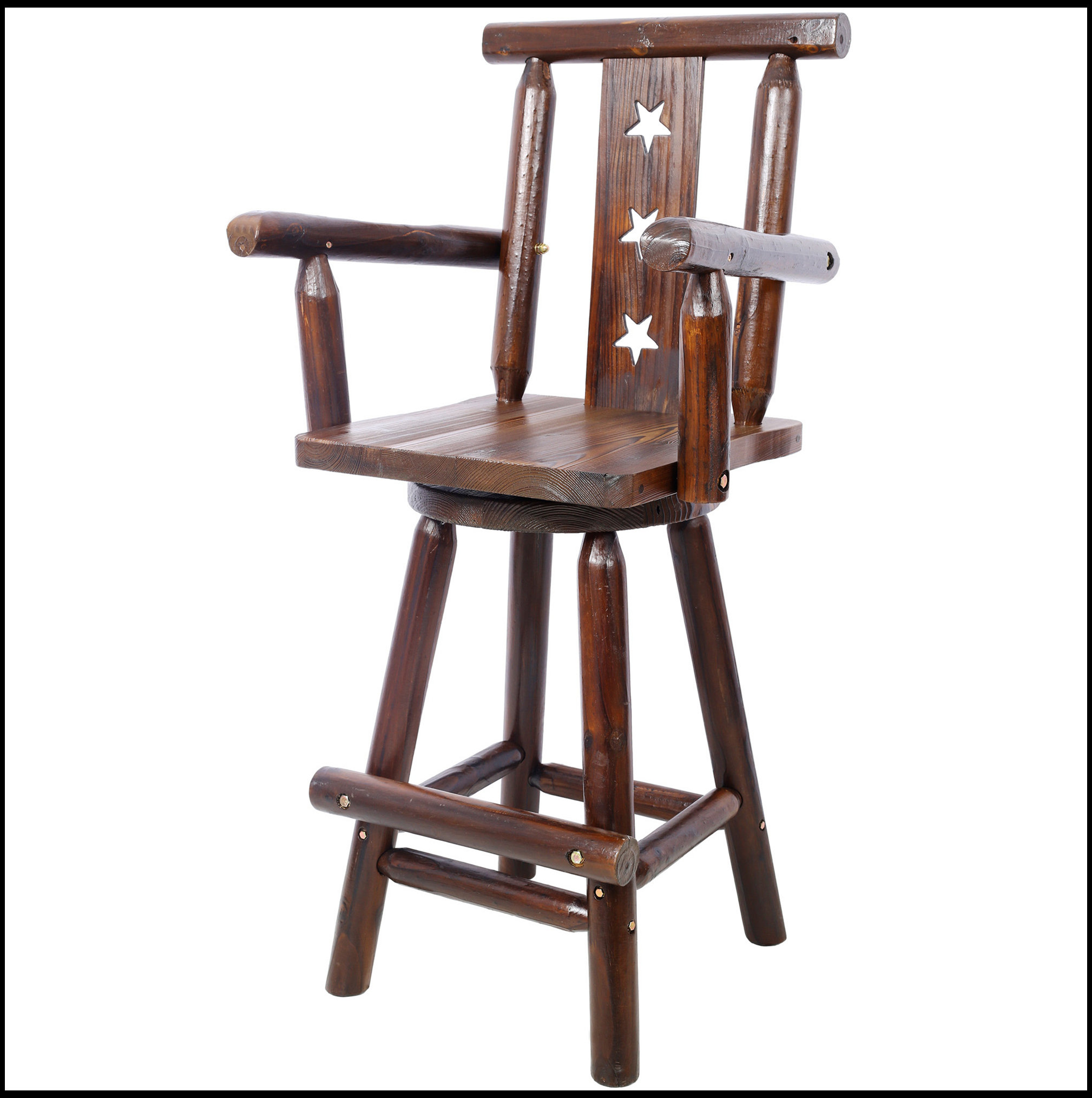Winston Porter Rustic Bar Stool - Fir Wood Construction, Chair ...