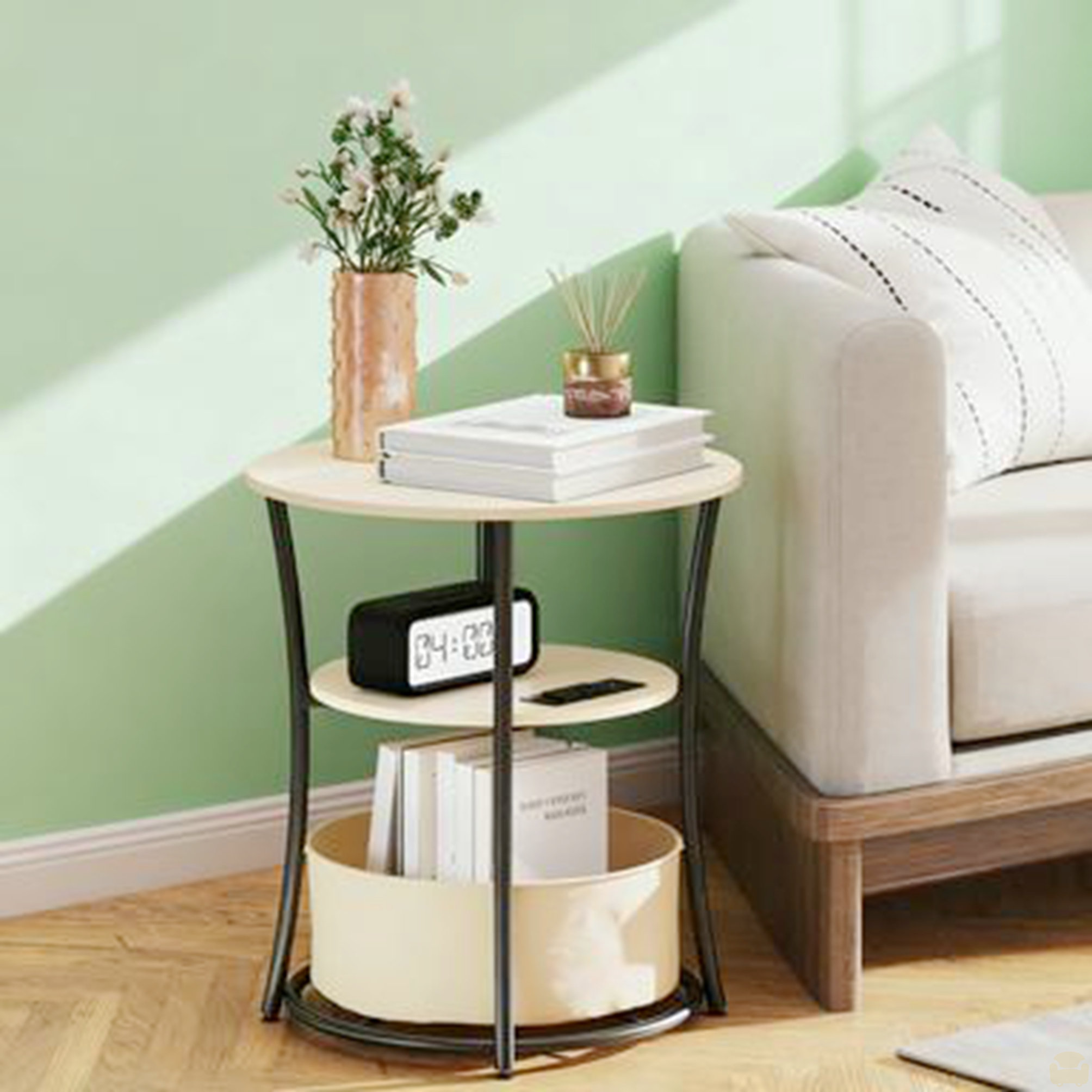George Oliver Coffee Table Round Side Table With Charging Station, 3 ...