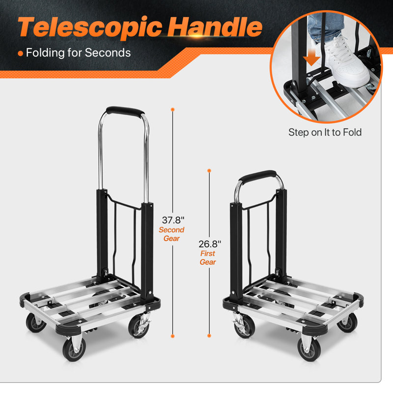 MoNiBloom Telescoping Platform Hand Truck, Folding Dolly Cart Shopping ...