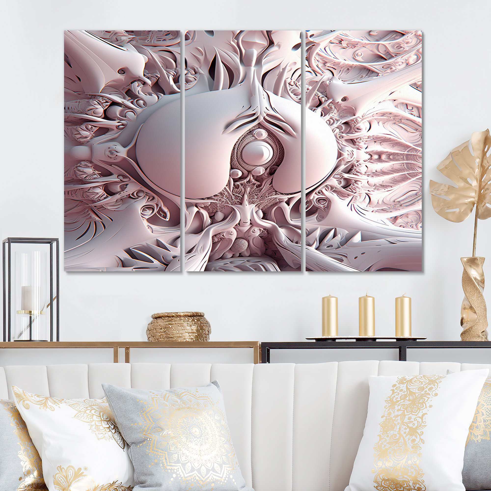 Latitude Run® Alien Fractal Space Universe In 3D Pink V - Fractals Wall ...