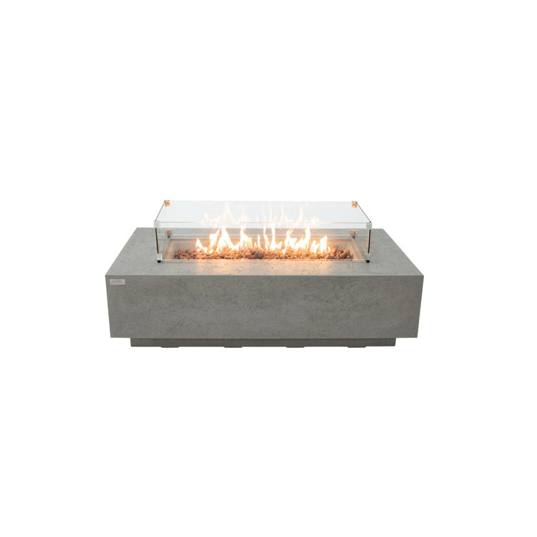 AMS Fireplace Madison 42" x 16.5" Rectangle Tempered Glass Wind Guard ...