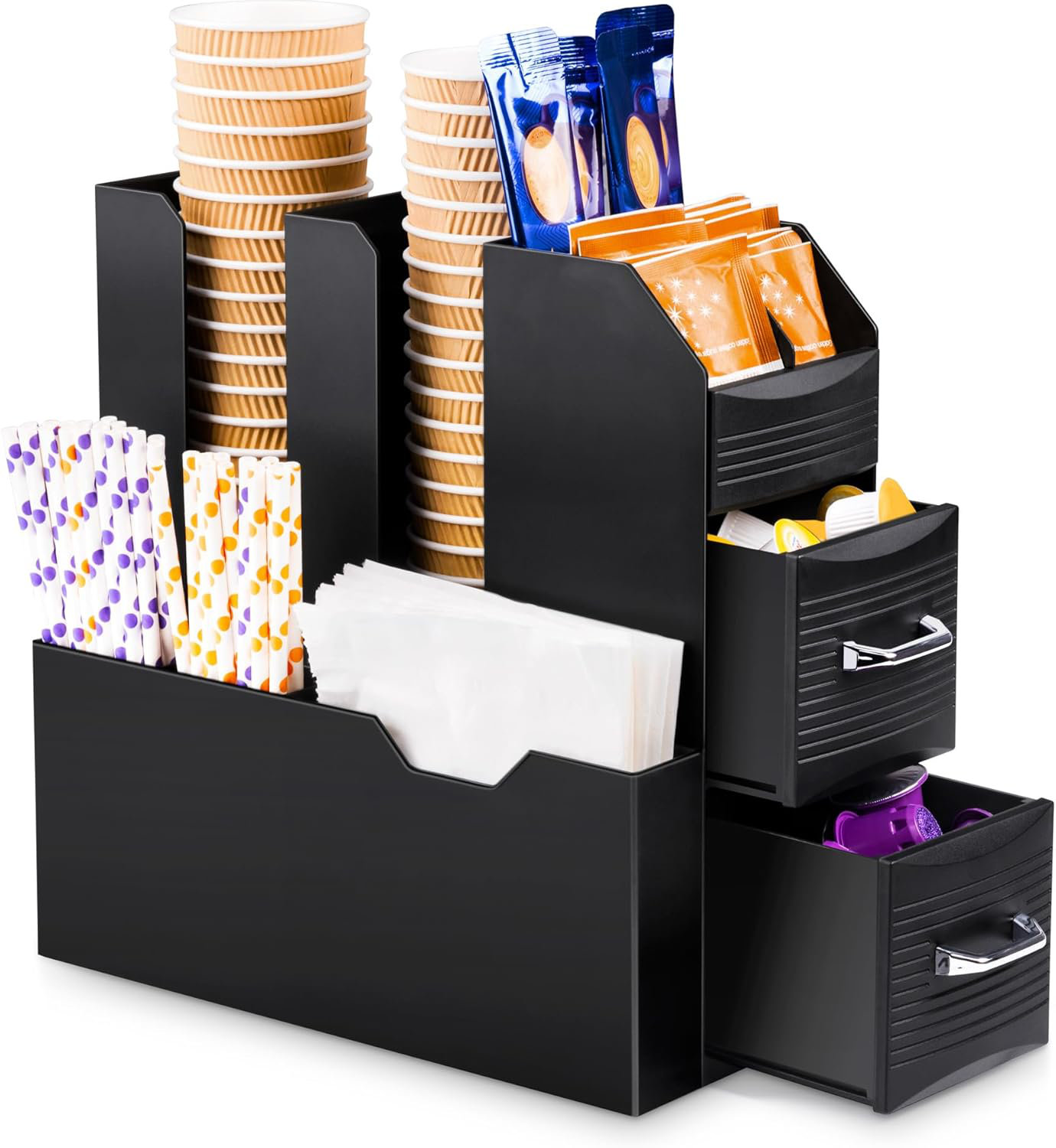 X－MAX FURNITURE Coffee Condiment Organizer 11-Compartment Breakroom ...