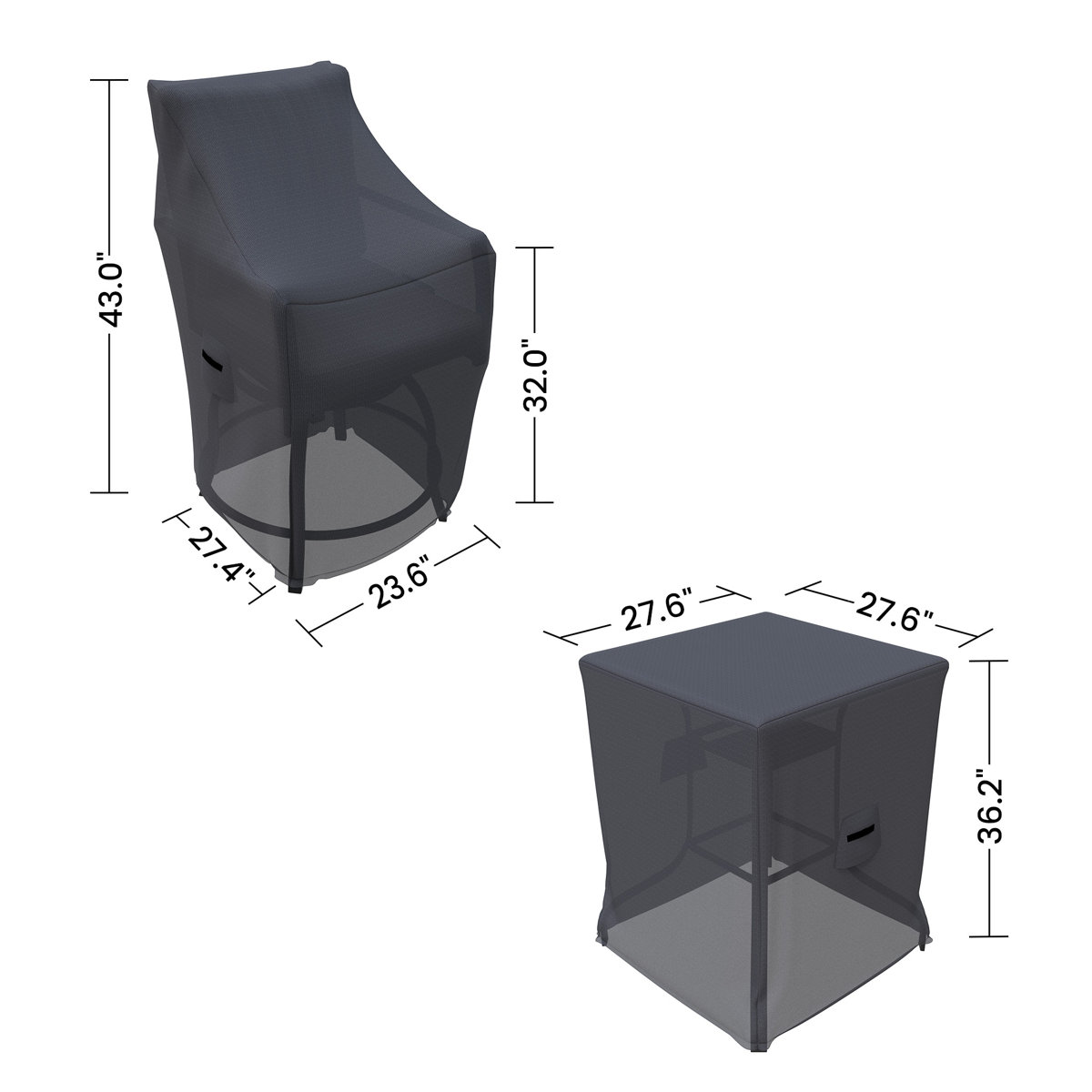 Arlmont & Co. Outdoor Bistro Set Covers For Zaina Square 2-Person Table ...