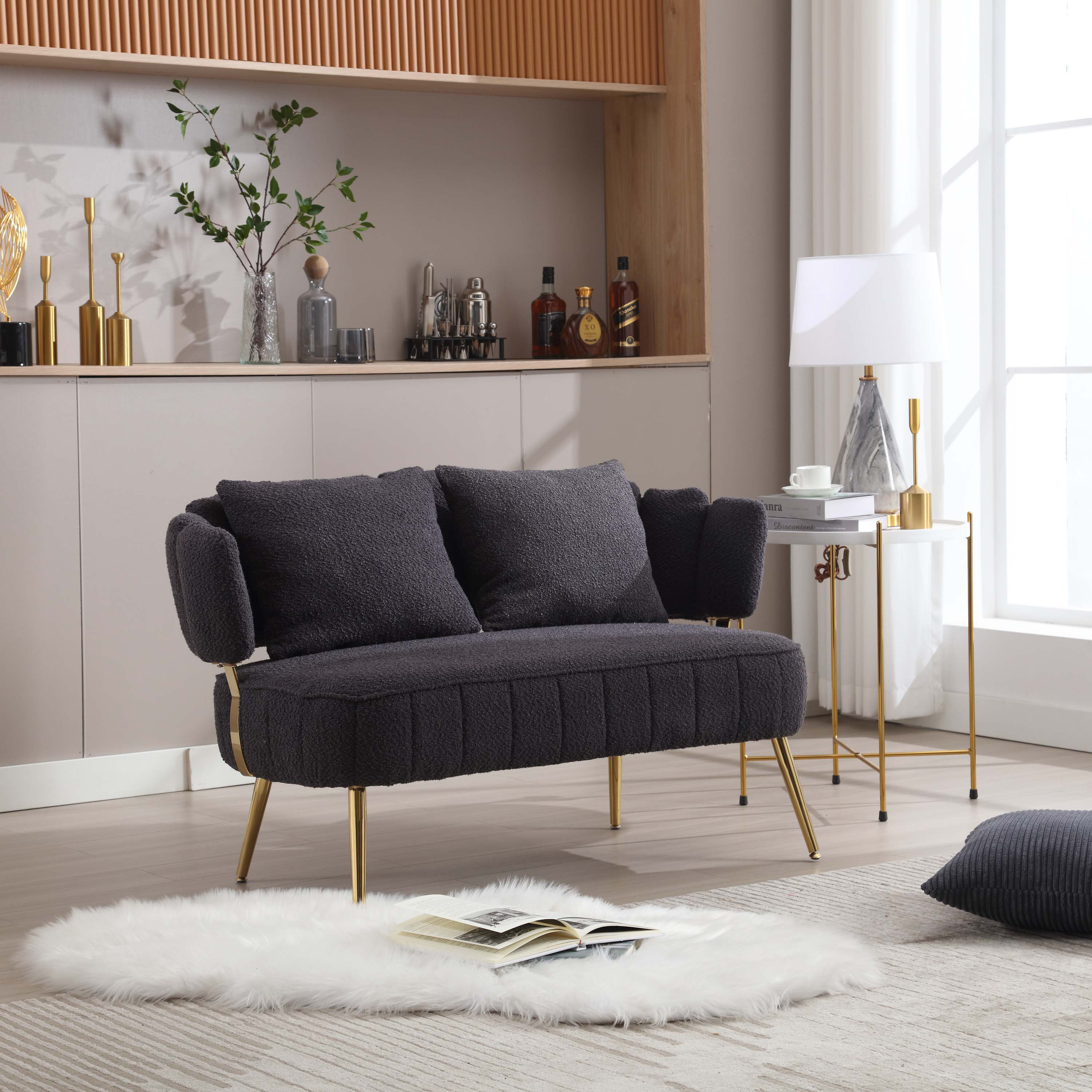 Mercer41 Accent sofa Modern Upholstered Armsofa Tufted Sofa with Metal ...