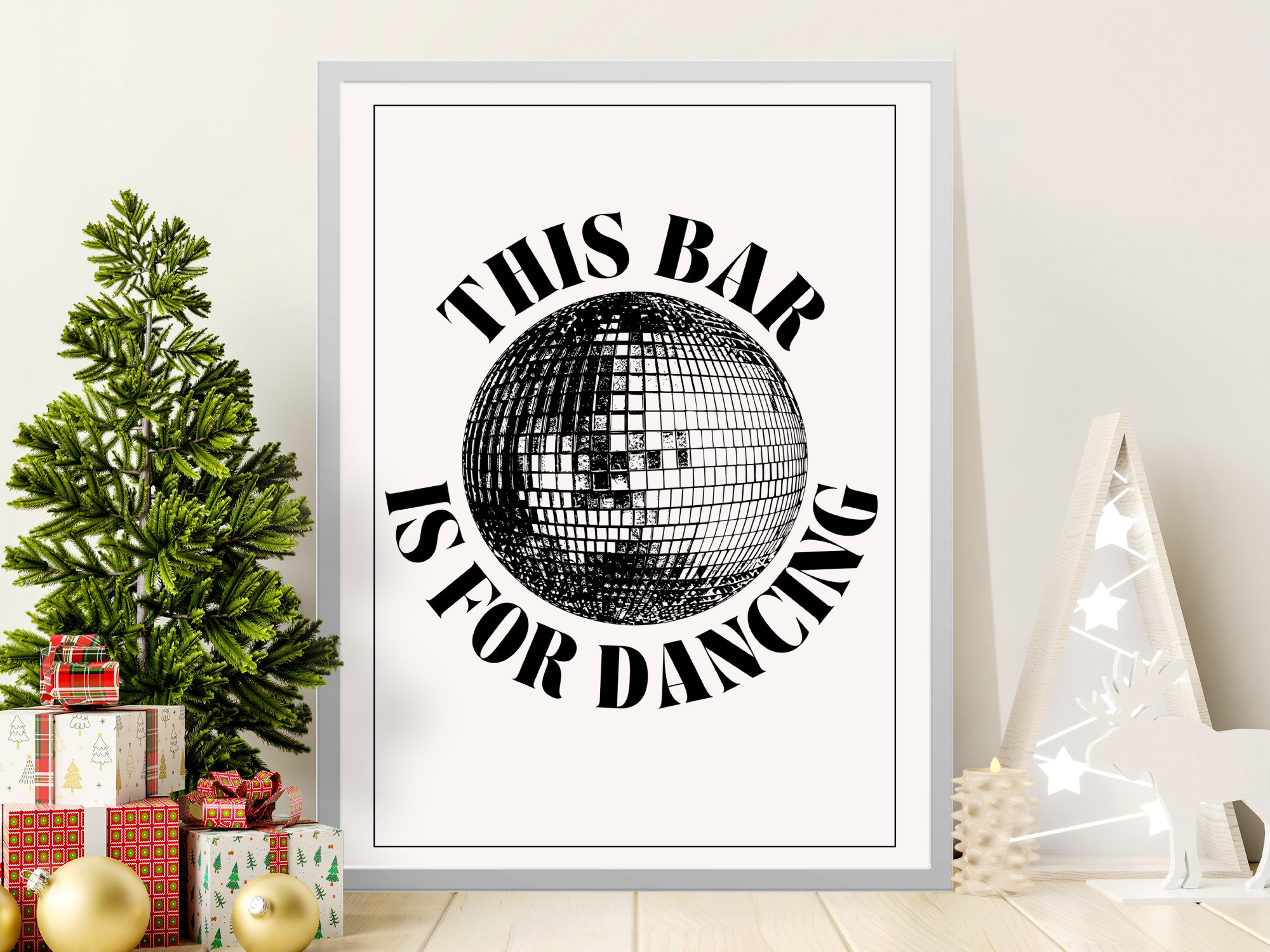 Happy Larry This Bar is for Dancing Wall Art, Disco Ball Print, Trendy ...