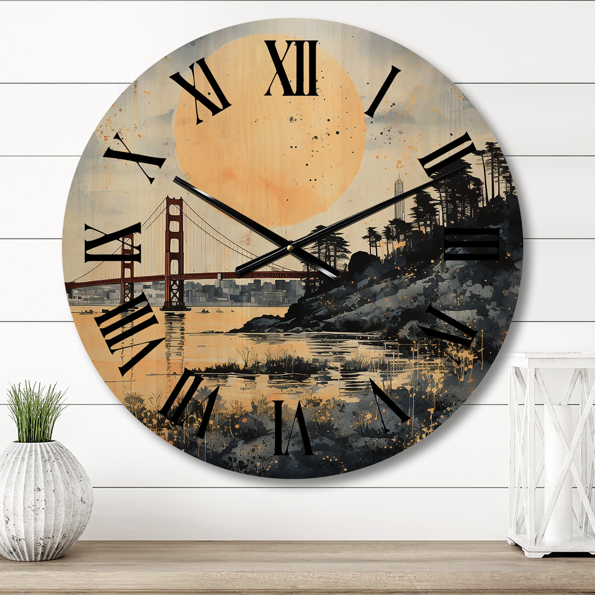 East Urban Home Yellow Bridge Golden Gate Monochrome III - Architecture ...