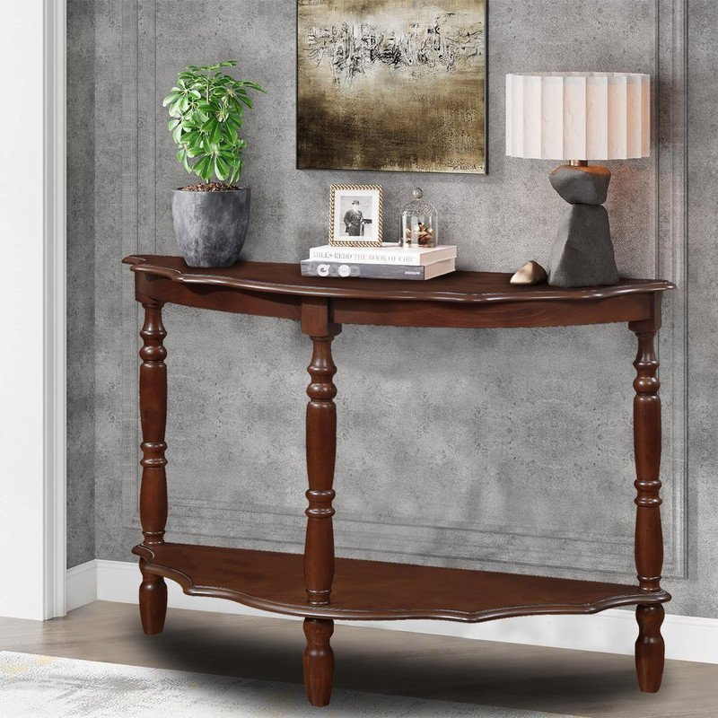 Alcott Hill® 42'' Curved Vintage Entryway Table with Open Shelf and Solid Wood Legs | Wayfair