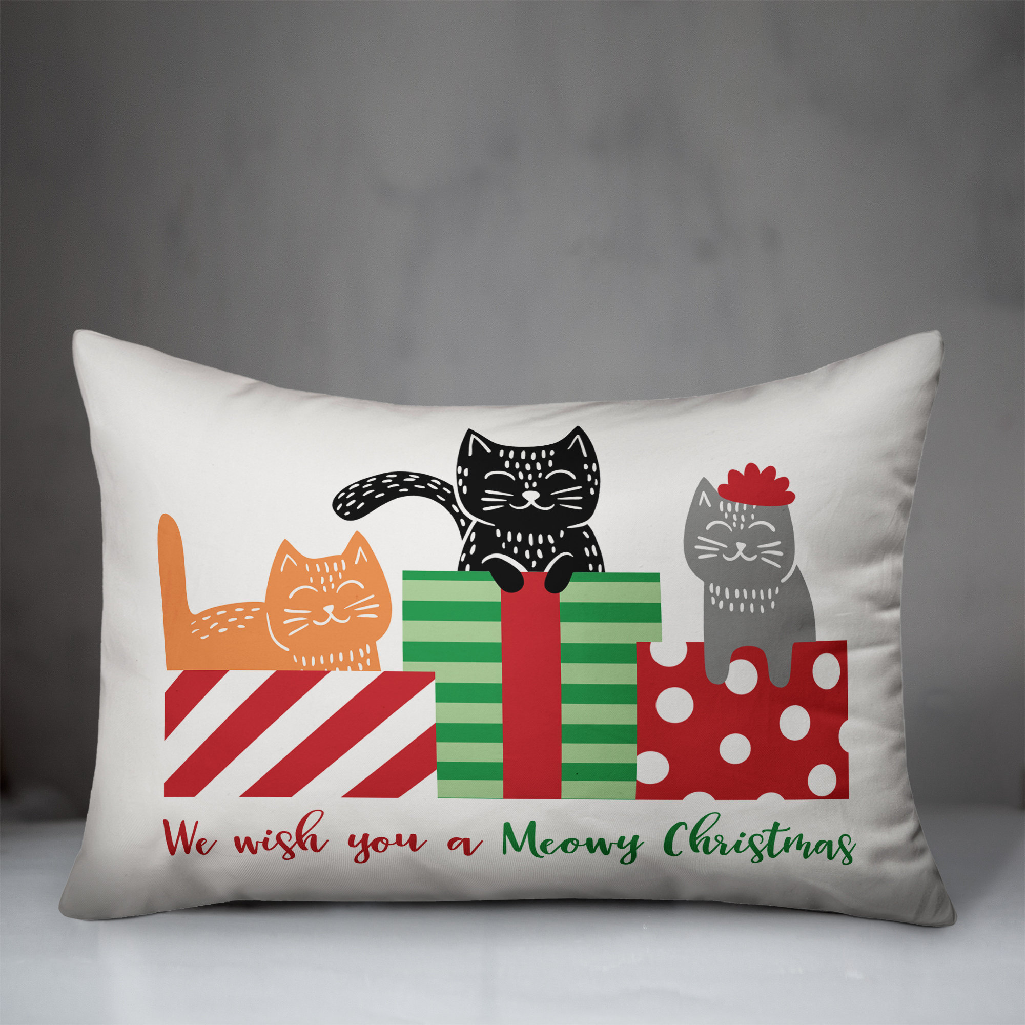 Designs Direct Creative Group We Wish You a Meowy Christmas Lumbar ...
