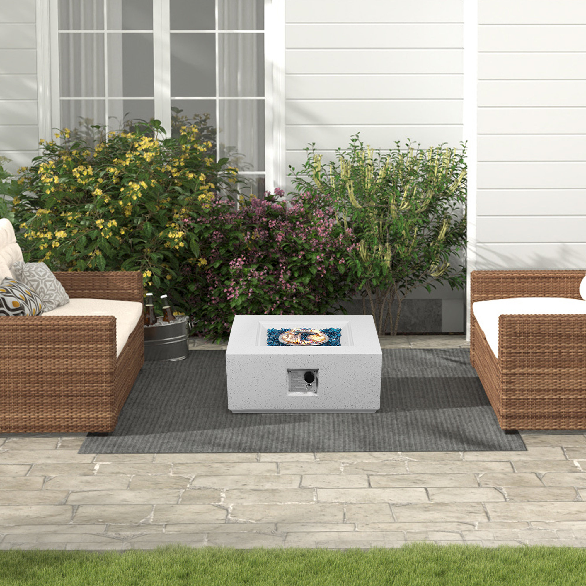 Latitude Run® Kimmika 28'' Patio Propane Gas Concrete Fire Pit Table ...