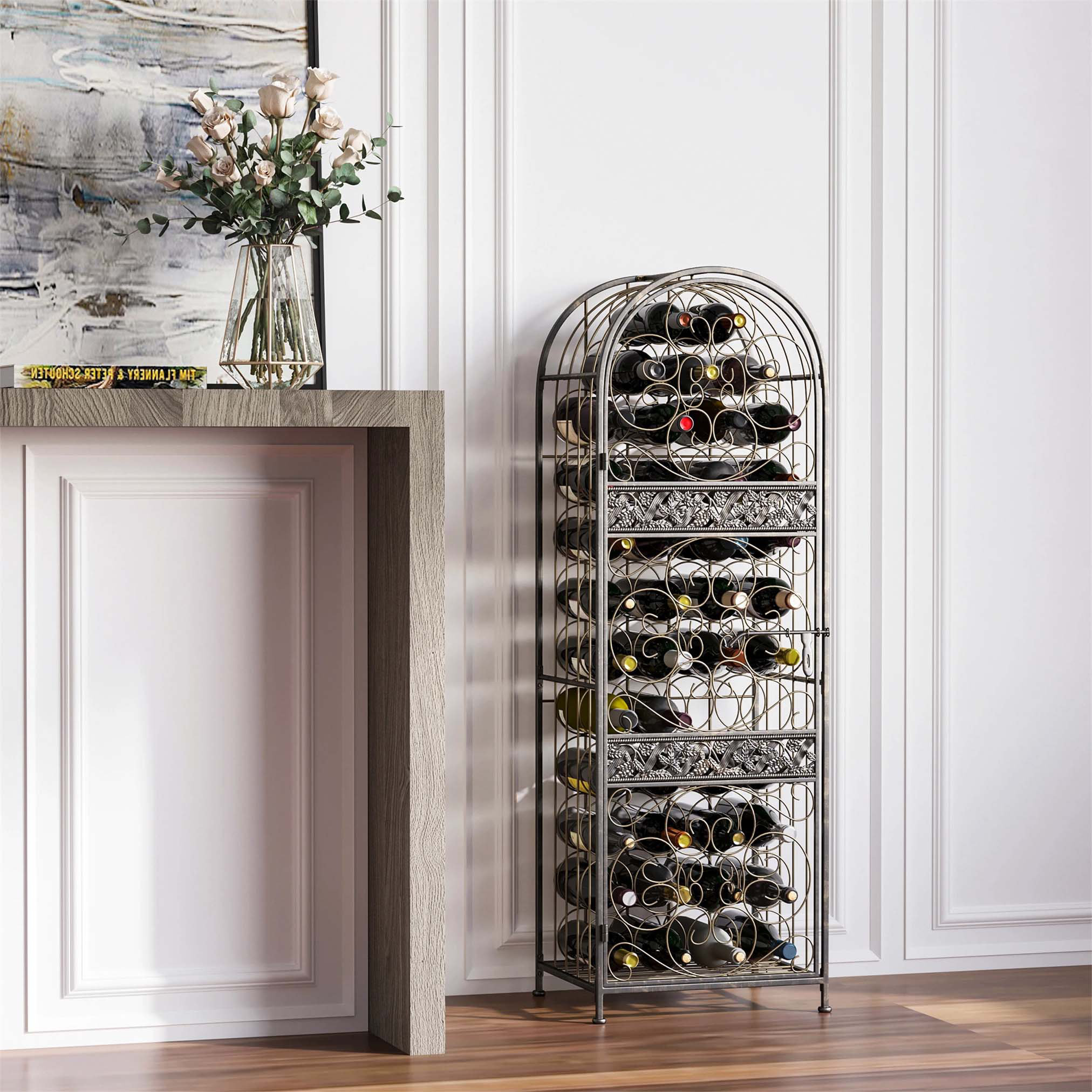 Lark Manor™ 45 Bottle Wrought Iron Wine Rack With Lock | Wayfair