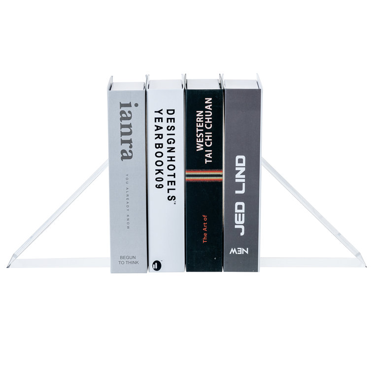 Ebern Designs Modern Acrylic Triangle Decorative Book Ends | Wayfair