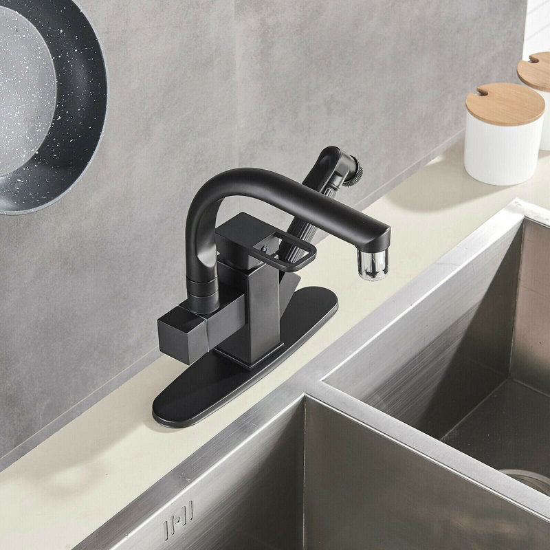 Senlesen Led Kitchen Sink Faucet Matte Black Single Handle Pull Out ...