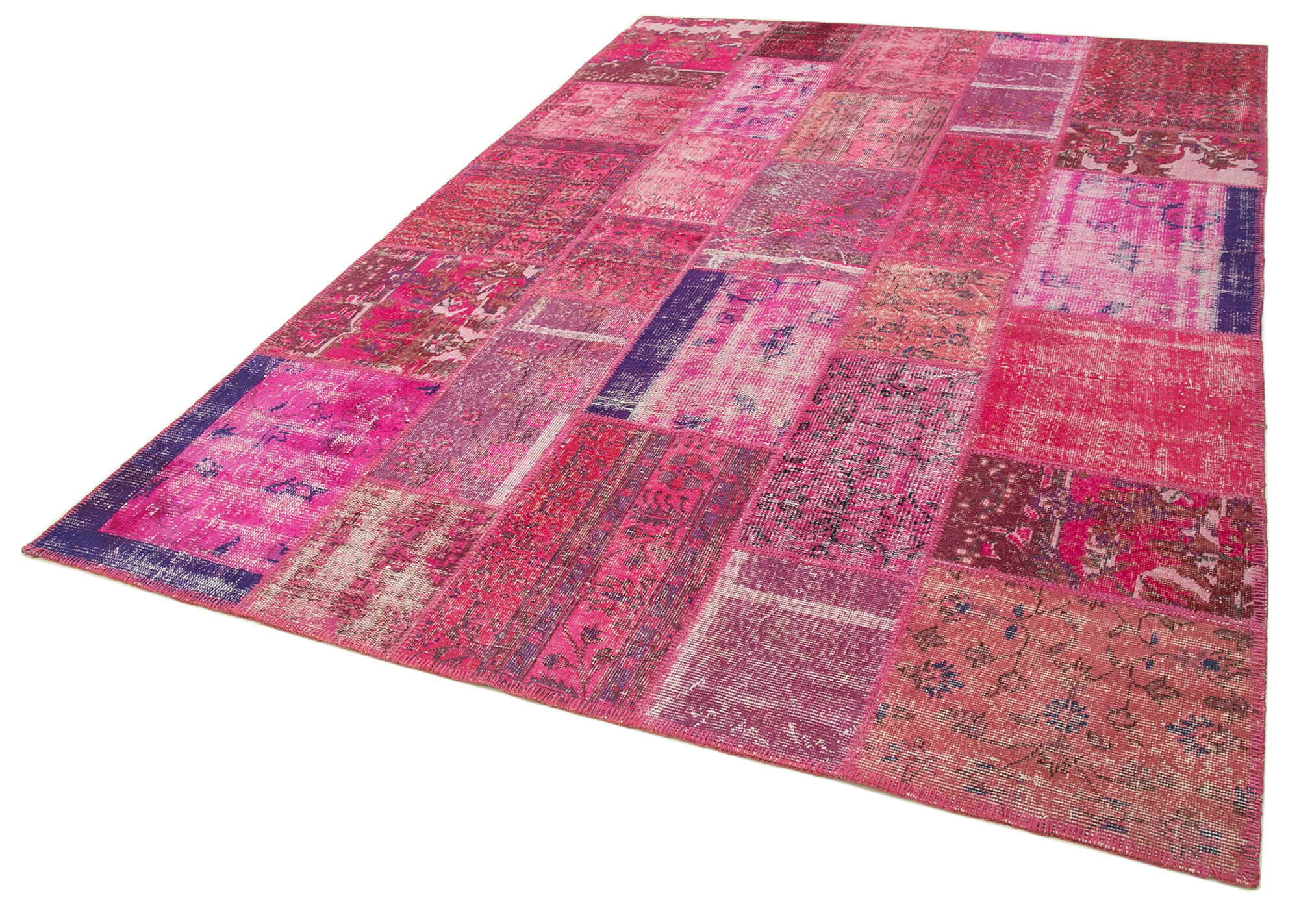 Isabelline Tearia Pink Patchwork Wool Handmade Area Rug | Wayfair
