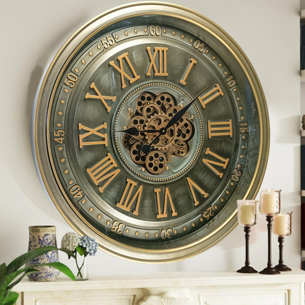 THE GEARS CLOCK Wall Clock with Real Moving Gears IR-LI_ 32 in Round ...