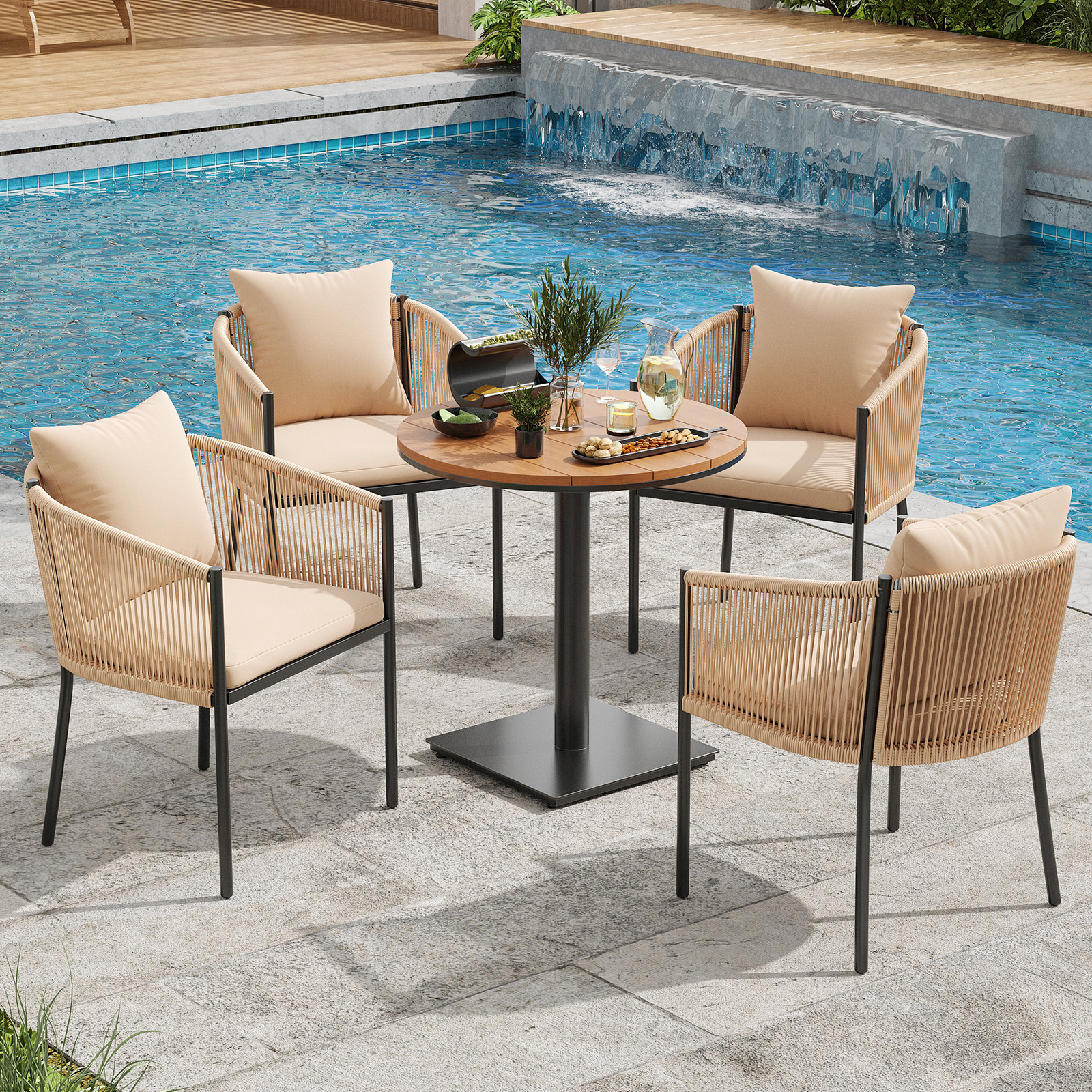 Dakota Fields 4 - Person Round Table Outdoor Dining Set - Wayfair Canada