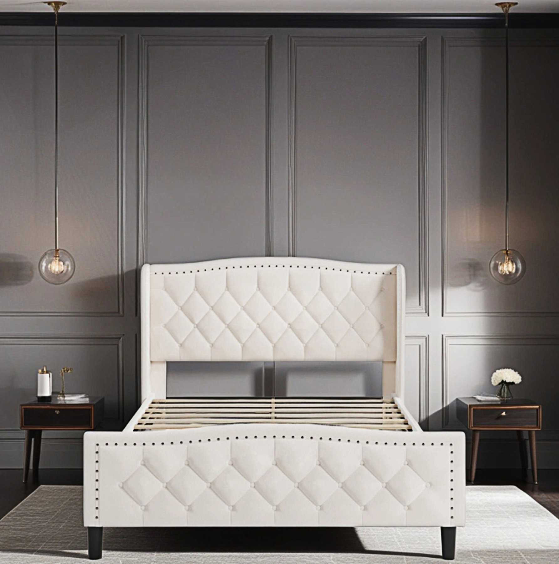 Red Barrel Studio® Modern Bed Frame With Wingback Headboard, Modern ...