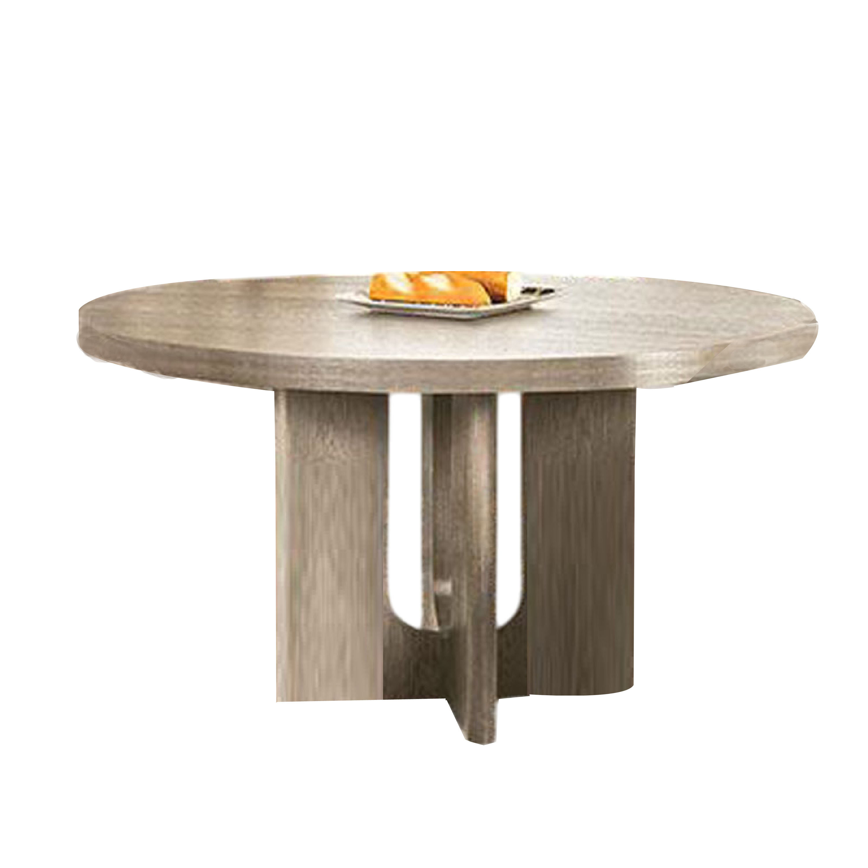 Benjara Zoko 54 Inch Round Dining Table, Pedestal Base, Solid Wood ...