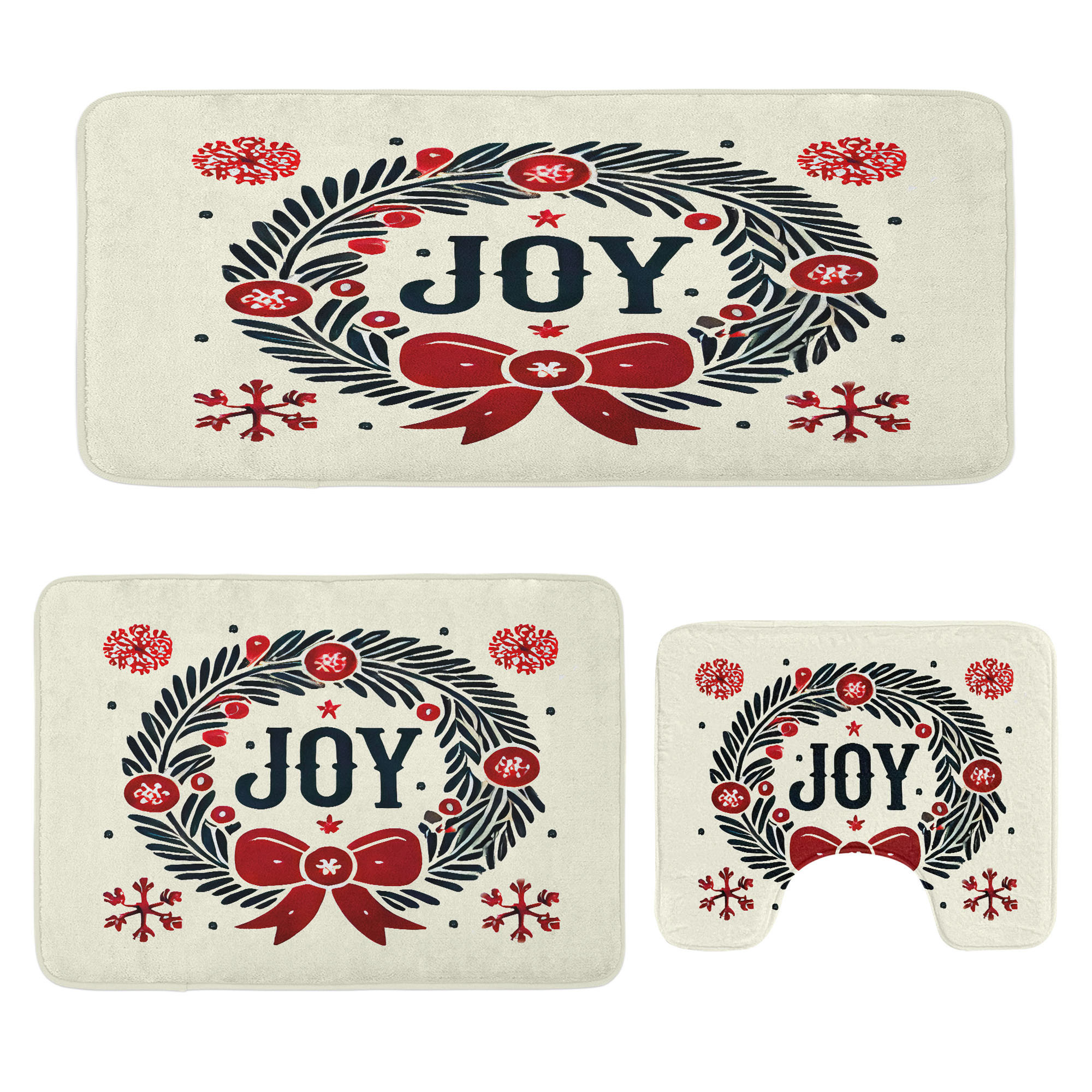 The Holiday Aisle® Christmas Bathroom Rug Set 3 Pieces U-Shape ...